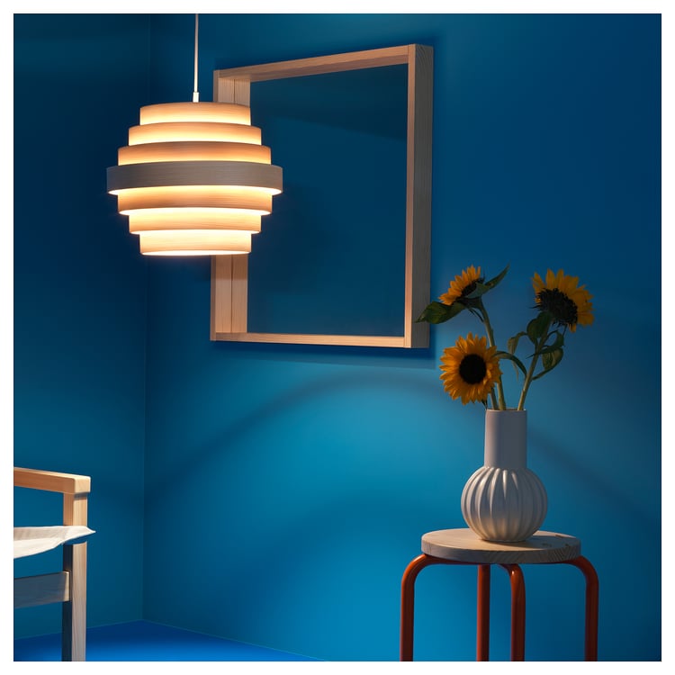 DYKARKLOCKA / HEMMA lustră, furnir stejar alb/alb, 40 cm - IKEA