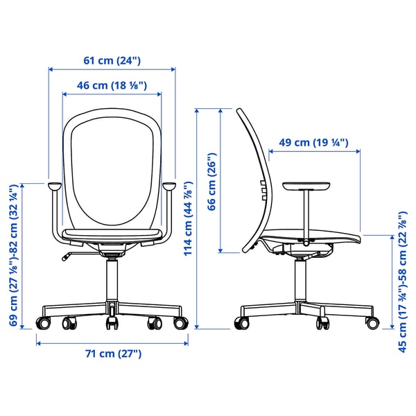 FLINTAN scaun rotativ cu brațe, negru - IKEA