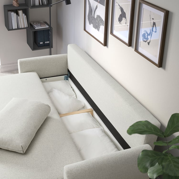 GRUNNARP canapea extensibilă 3 locuri, Gunnared bej - IKEA