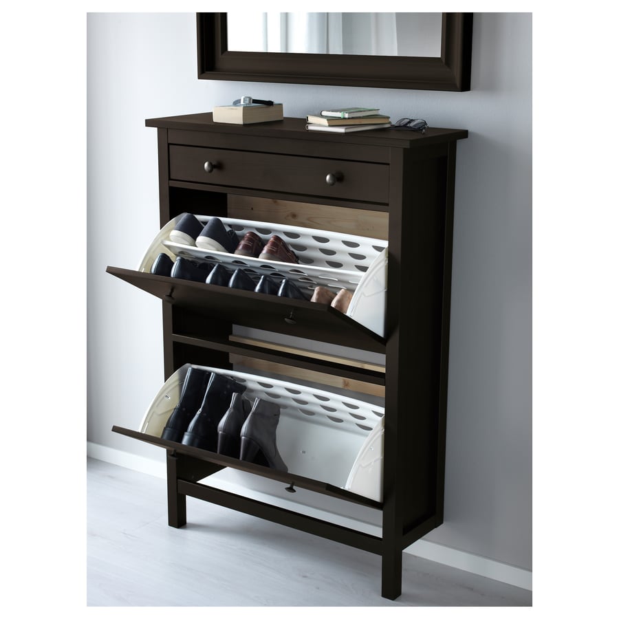 HEMNES Dulap pantofi cu 2 compartimente, negru-maro, 89x127 cm - IKEA