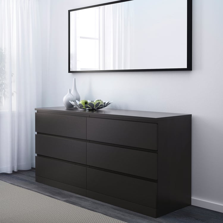 MALM mobilier dormitor, set 4 piese, negru-maro, 160x200 cm - IKEA