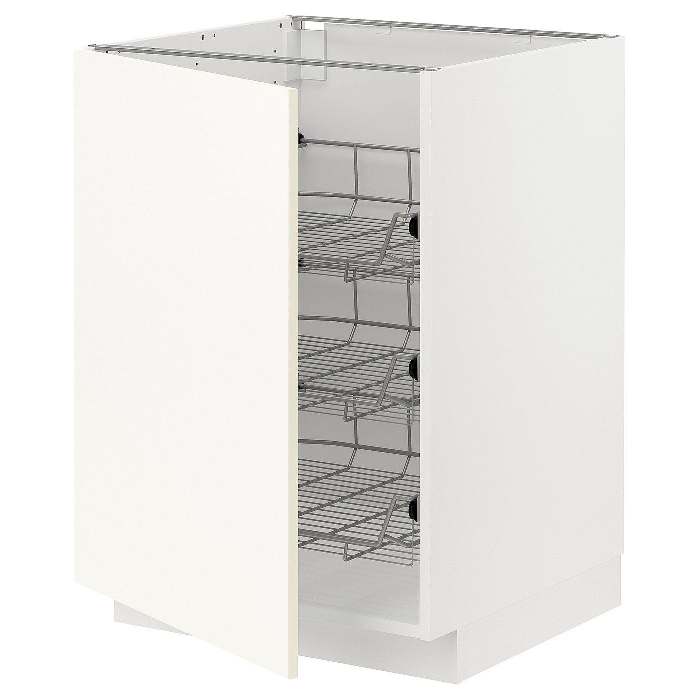 METOD corp bază+coşuri metalice, alb/Vallstena alb, 60x60 cm - IKEA