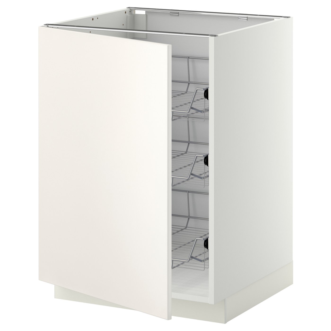 METOD corp bază+coşuri metalice, alb/Veddinge alb, 60x60 cm - IKEA