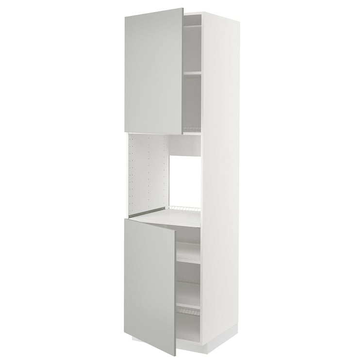METOD corp înalt cuptor+2 uşi/poliţe, alb/Havstorp gri, 60x60x220 cm - IKEA