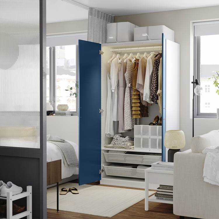 PAX / FYRUDDEN combinație dulap, alb/albastru, 100x60x201 cm - IKEA