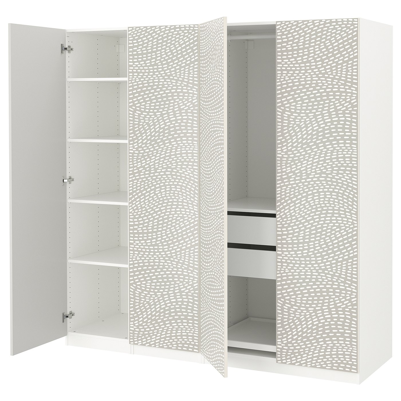 PAX / MISTUDDEN combinație dulap, alb/gri cu model, 200x60x201 cm - IKEA