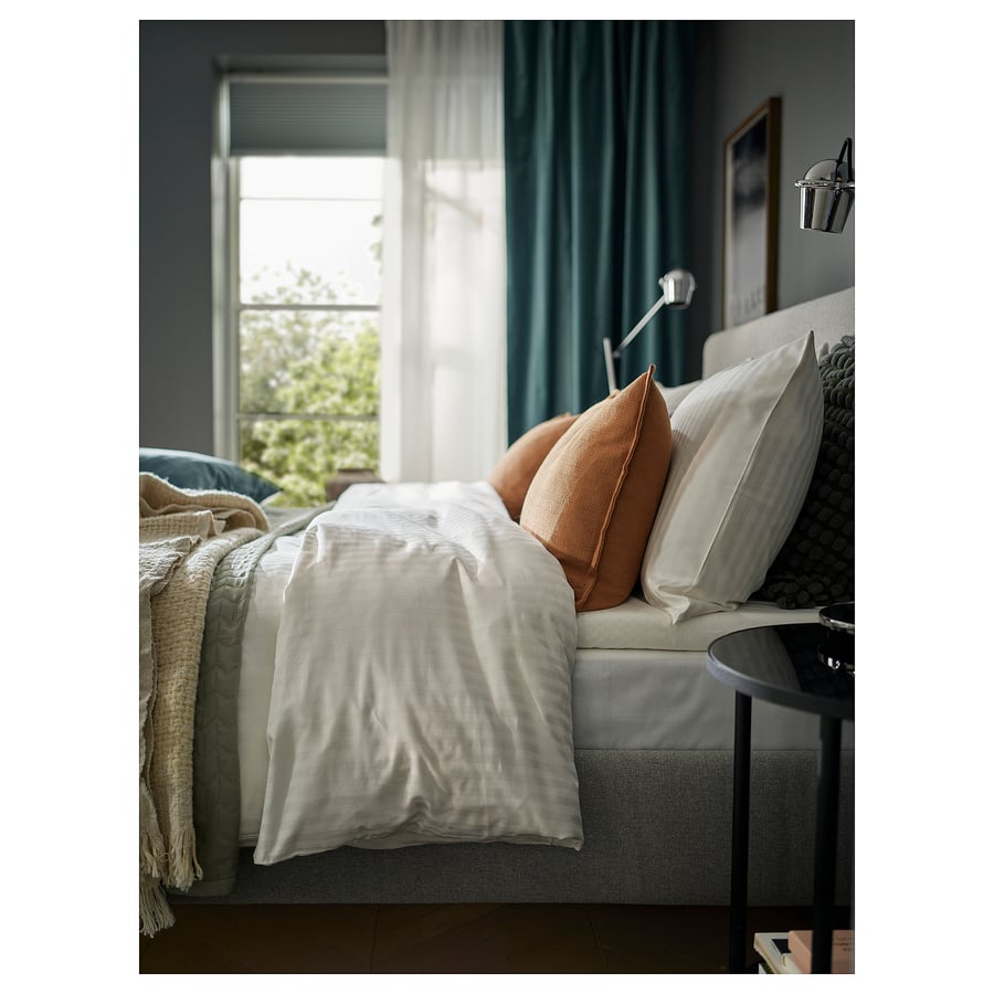 SANELA draperii, 2buc, gri-turcoaz închis/rjns, 140x300 cm - IKEA