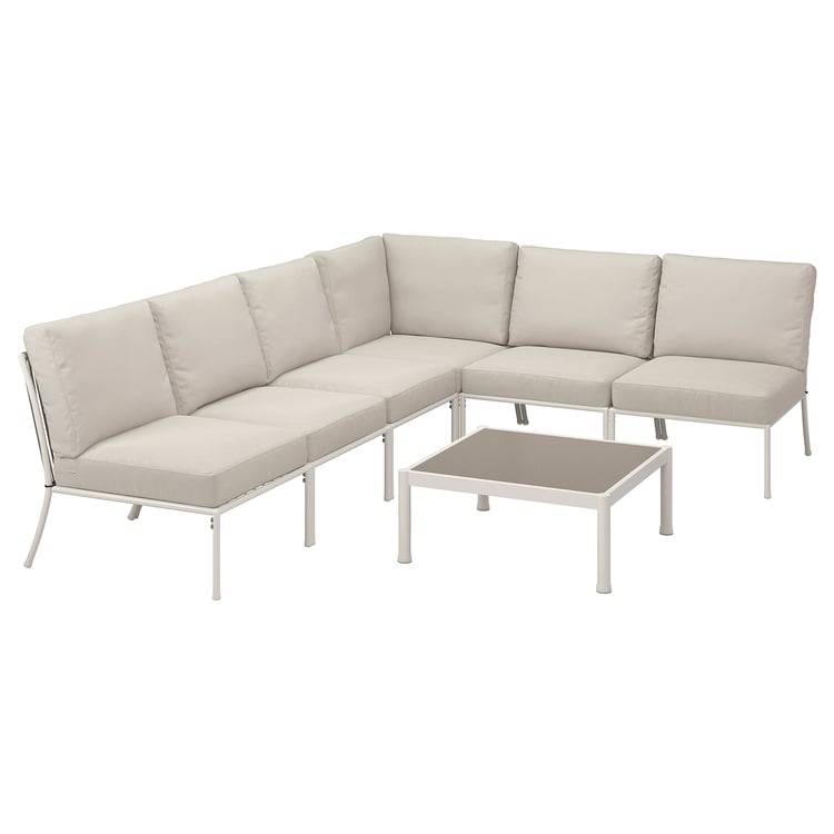 SEGERÖN set mobilier șezut, 5 locuri, ext, alb/bej/Frösön/Duvholmen bej - IKEA