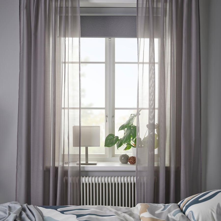 STENFRÖ perdele transparente, 2buc, gri/rjns, 145x300 cm - IKEA