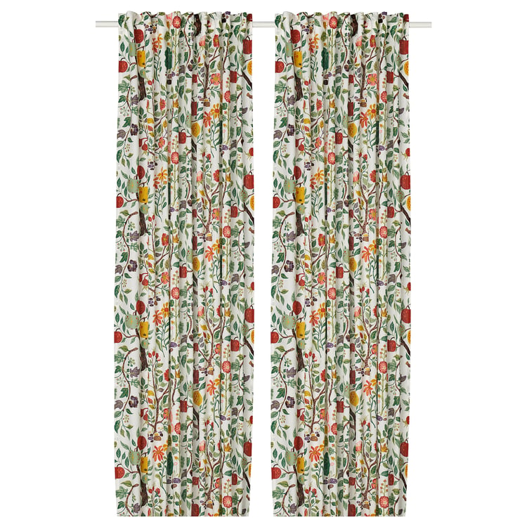 VILDPERSILJA draperii, 2buc, alb multicolor/model floral rjns, 145x300 ...