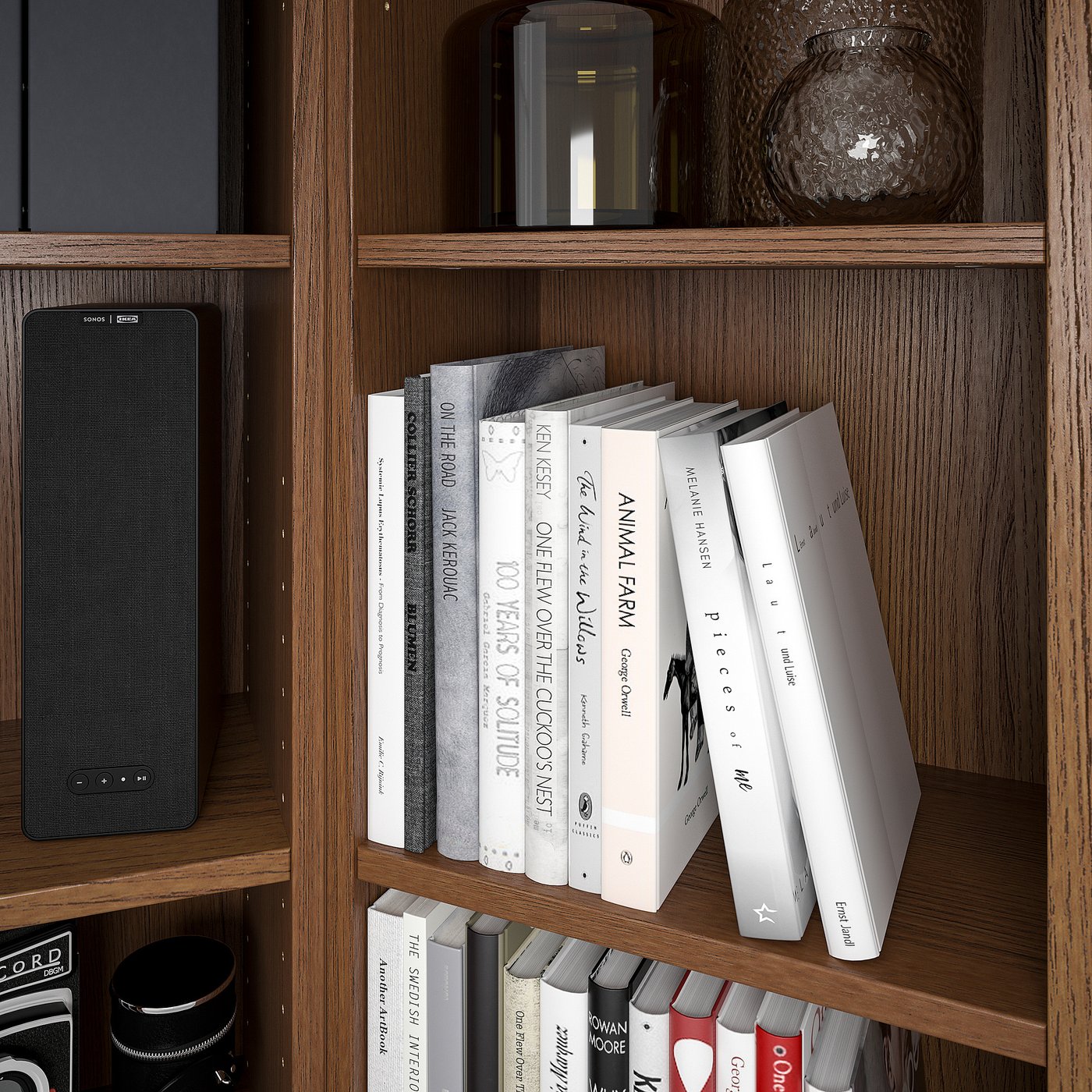 BILLY Komb.biblioteka/ugaono rešenje, smeđa jasenov furnir, 95 ...