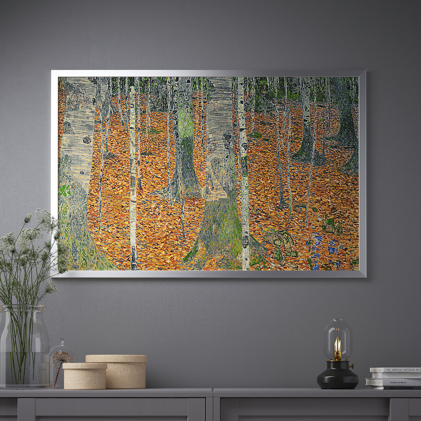 BJÖRKSTA Slika u ramu, Brezova šuma/boja aluminijuma, 118x78 cm | MONTIKEA