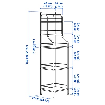 FRÖSJÖN spojene police, crna, 40x156 cm - IKEA