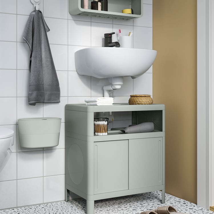 KINNASJÖ kanta za otpad, s poklopcem samolepljivo/zelena, 4 l - IKEA