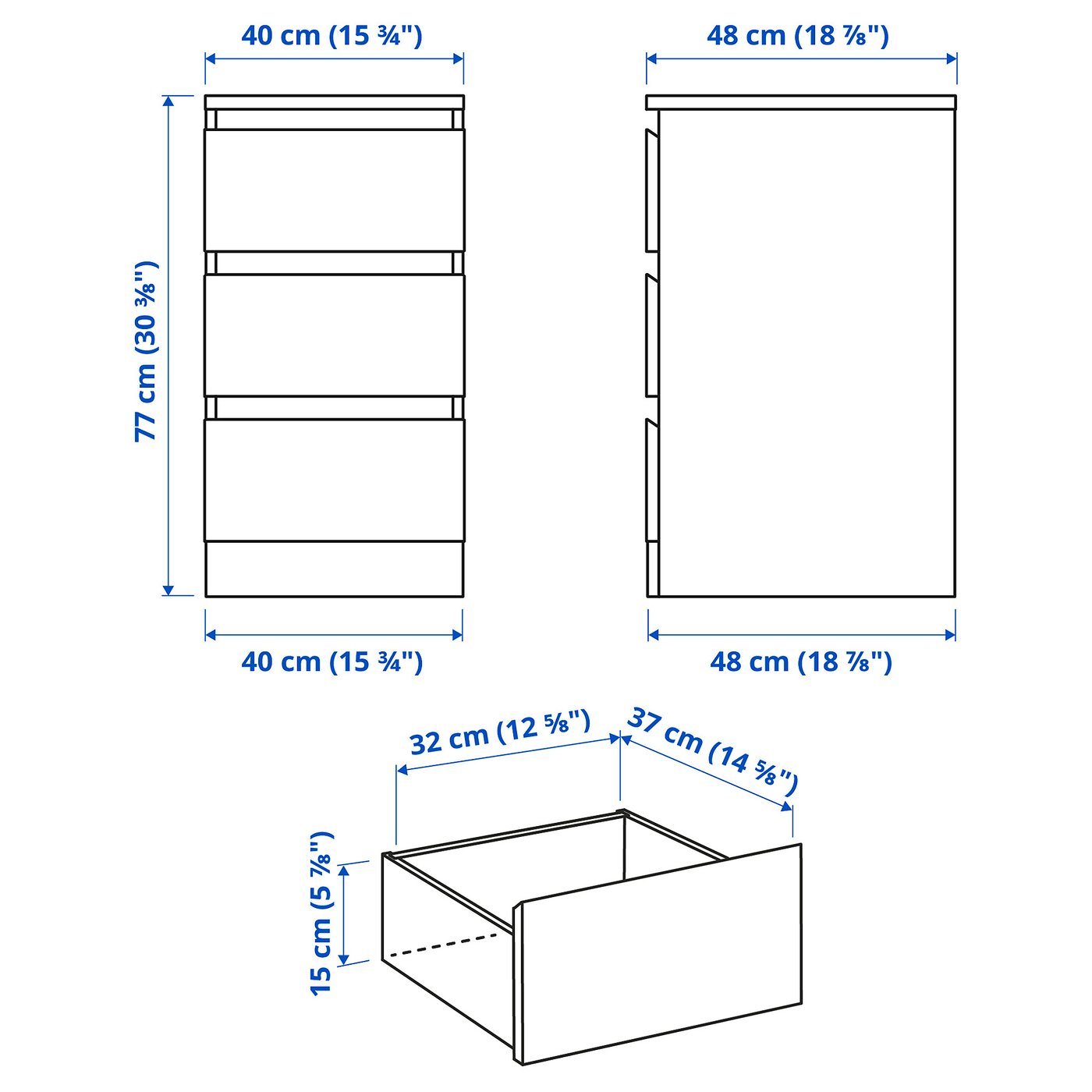 MONTIKEA IKEA Crna Gora Montenegro Черногория MALM Komoda s 3 fioke ...
