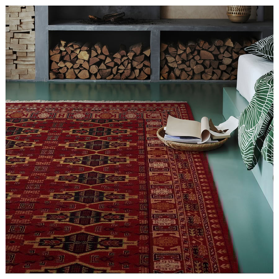 VIMPELGRÄS tepih, niski flor, crvena geometrijski/ručni rad, 170x240 cm ...