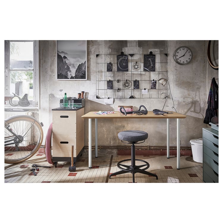 ANFALLARE / ADILS desk, bamboo/white, 140x65 cm - IKEA