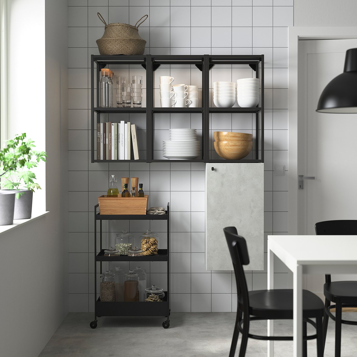 ENHET Storage combination for laundry - anthracite/concrete effect - IKEA