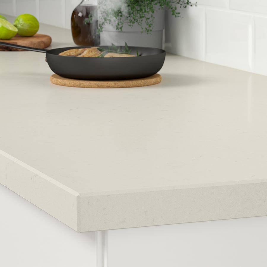 KASKER custom made worktop, white/light grey marble effect/quartz, 1 ...