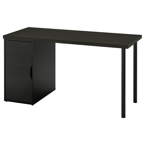 LAGKAPTEN / ALEX desk, black-brown/black, 140x60 cm - IKEA