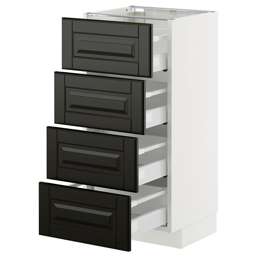 METOD / MAXIMERA base cab 4 frnts/4 drawers, white/Bodbyn black, 40x37 ...