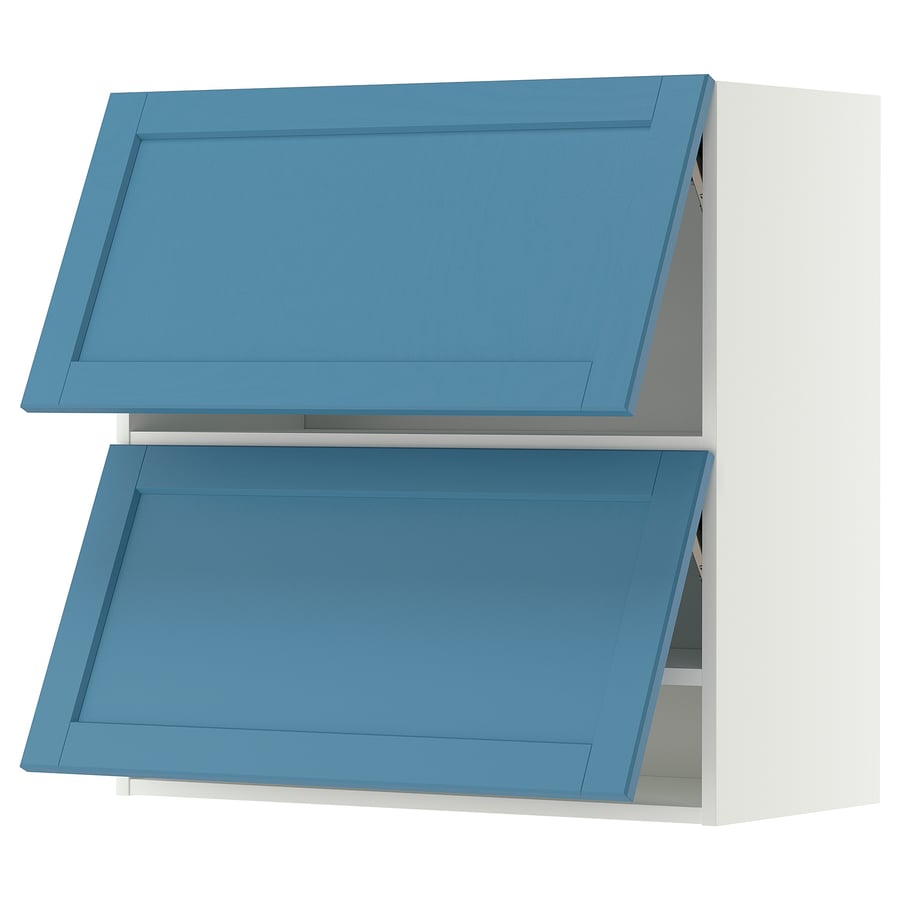 METOD wall cabinet horizontal w 2 doors, white/Lerhyttan blue, 80x80 cm ...