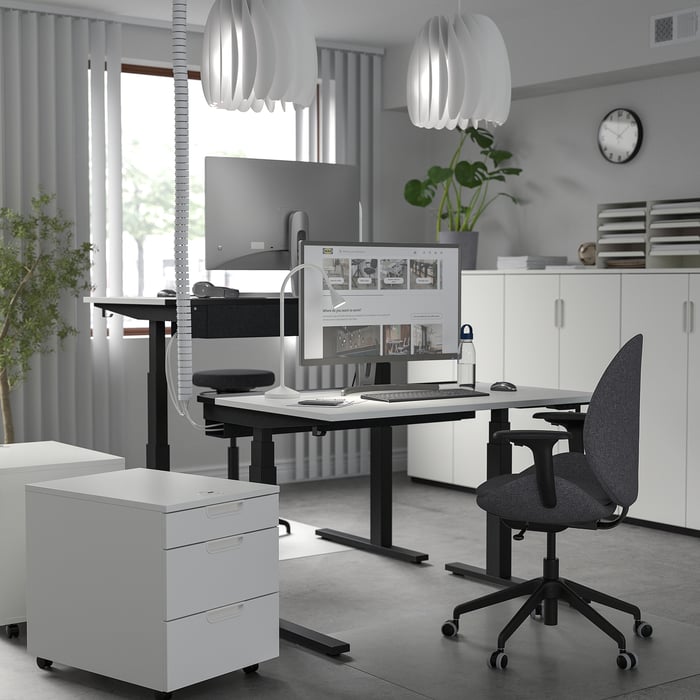 MITTZON desk sit/stand, electric white/black, 120x80 cm - IKEA
