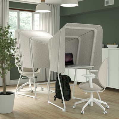 MITTZON focus workstation, beige/white, 95x87x155 cm - IKEA