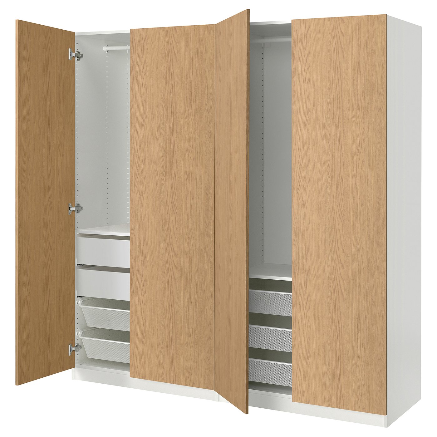 PAX / STORKLINTA wardrobe combination, white/oak effect, 200x66x201 cm ...