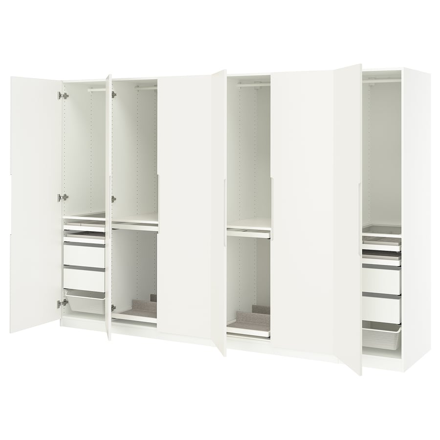 PAX / TONSTAD wardrobe combination, white/off-white, 300x60x201 cm - IKEA