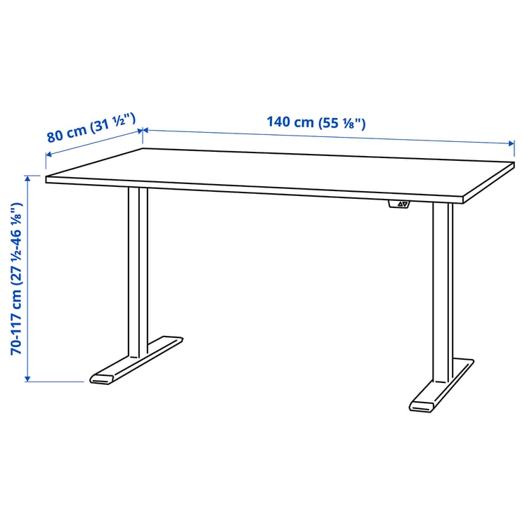 RODULF desk sit/stand, electric/white, 140x80 cm - IKEA