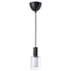 SUNNEBY / MOLNART pendant lamp with light bulb, black textile/cylinder ...