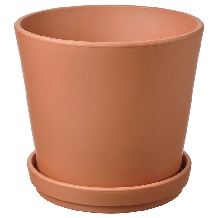 BRUNBÄR plant pot with saucer, outdoor terracotta, 24 cm - IKEA Sweden