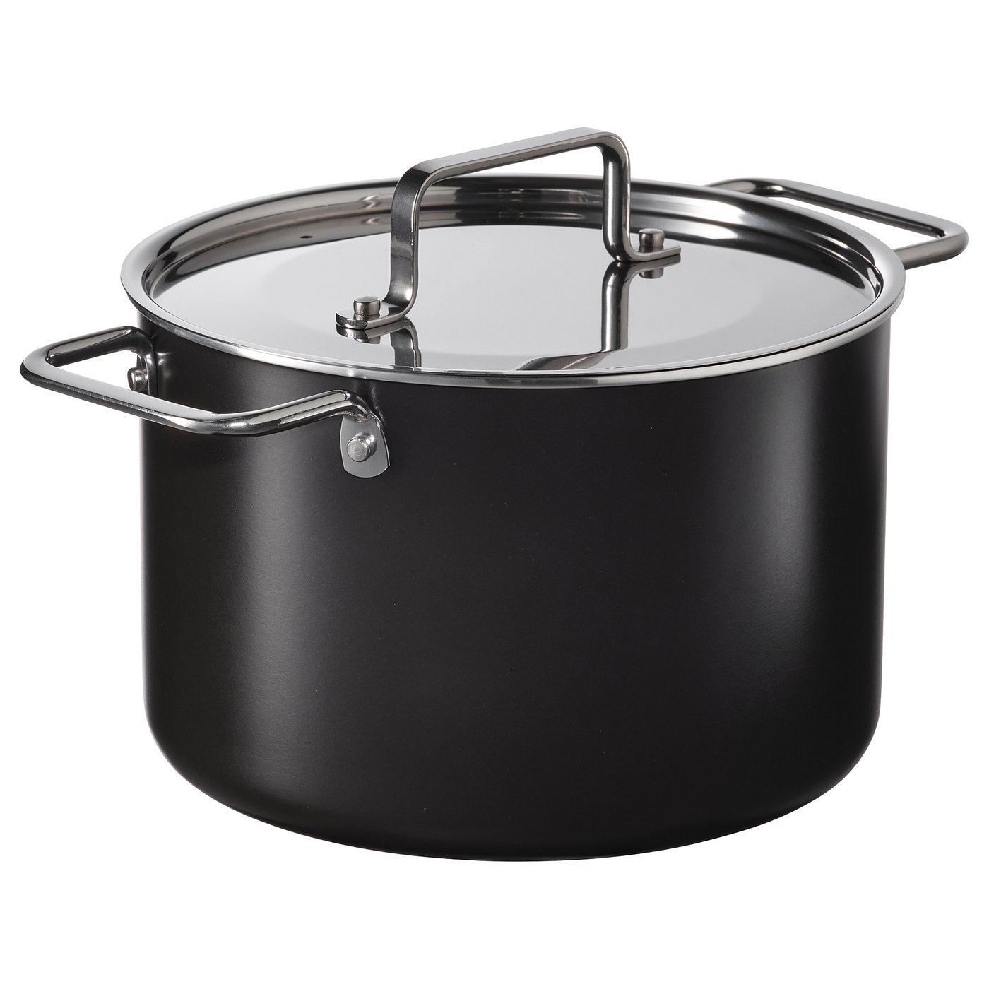 GULDÖRING pot with lid, non-stick coating stainless steel/black-grey, 3 ...