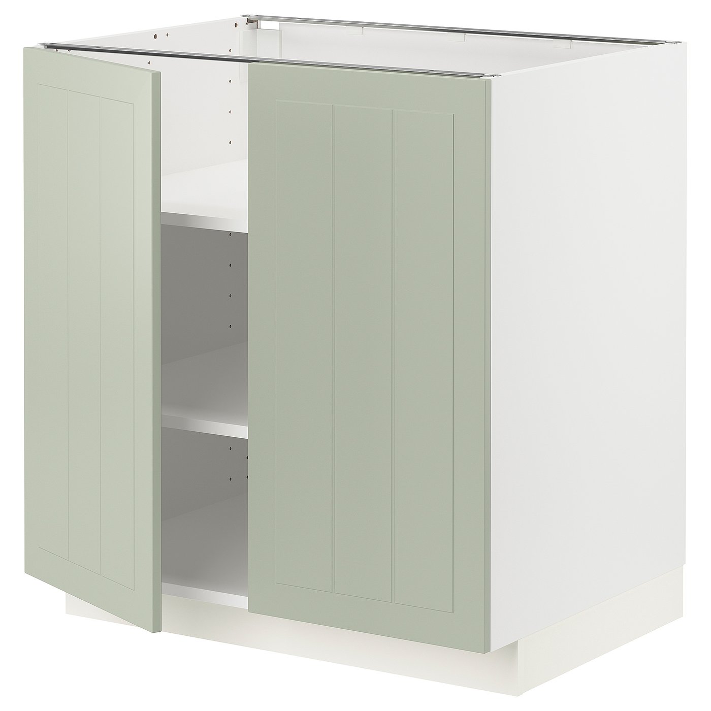 METOD base cabinet with shelves/2 doors, white/Stensund light green ...