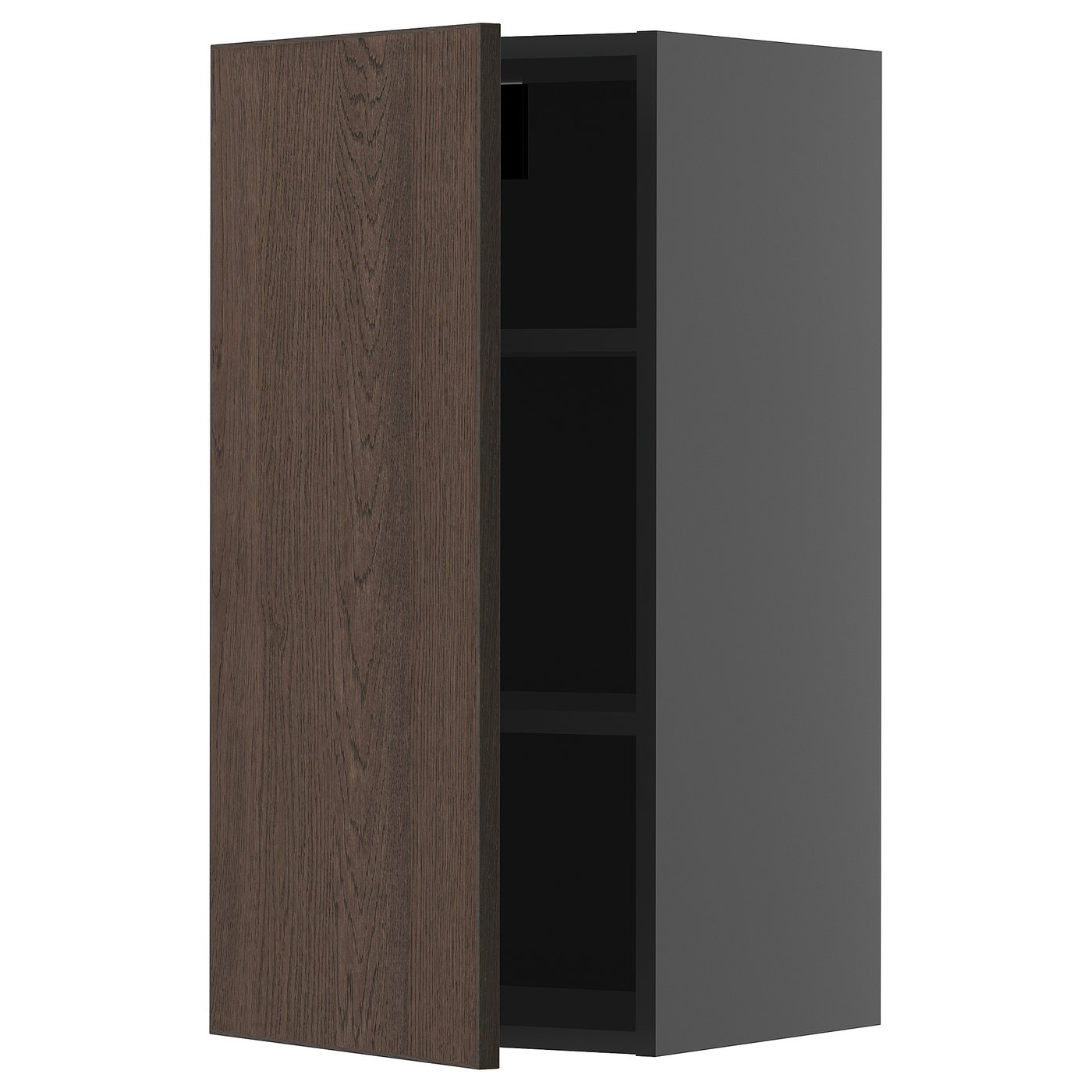 METOD wall cabinet with shelves, black-grey/Sinarp brown, 40x80 cm ...