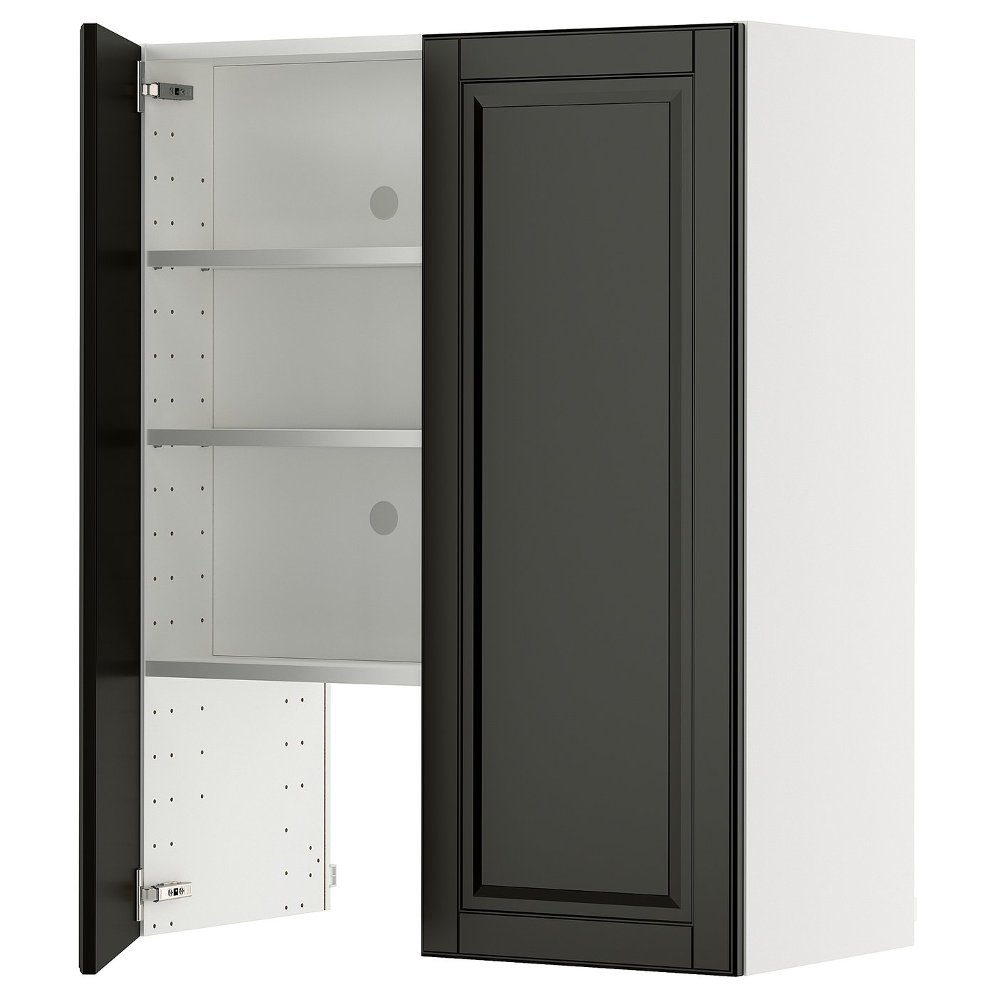 METOD wall cb f extr hood w shlf/door, white/Bodbyn black, 80x100 cm ...