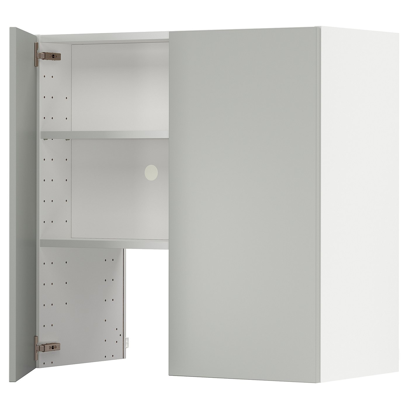 METOD wall cb f extr hood w shlf/door, white/Havstorp light grey, 80x80 ...