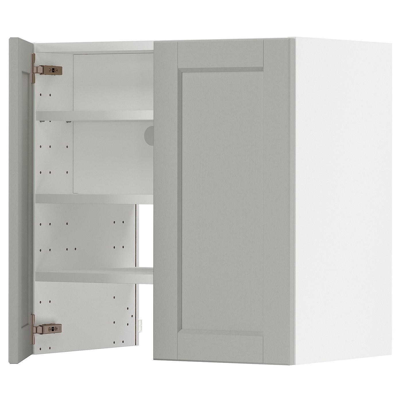 METOD wall cb f extr hood w shlf/door, white/Lerhyttan light grey ...