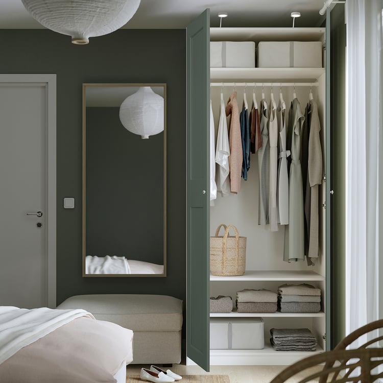 PAX / GRIMO wardrobe combination, white/grey-green, 100x60x236 cm ...