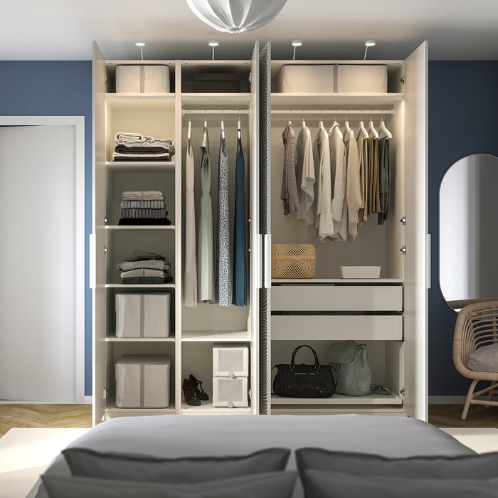 PAX / MISTUDDEN wardrobe combination, white/grey patterned, 200x60x236 ...