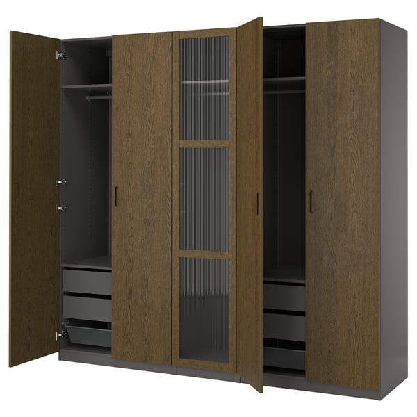 Pax Tonstad Wardrobe Combination Dark Grey Brownstained Oak Veneer