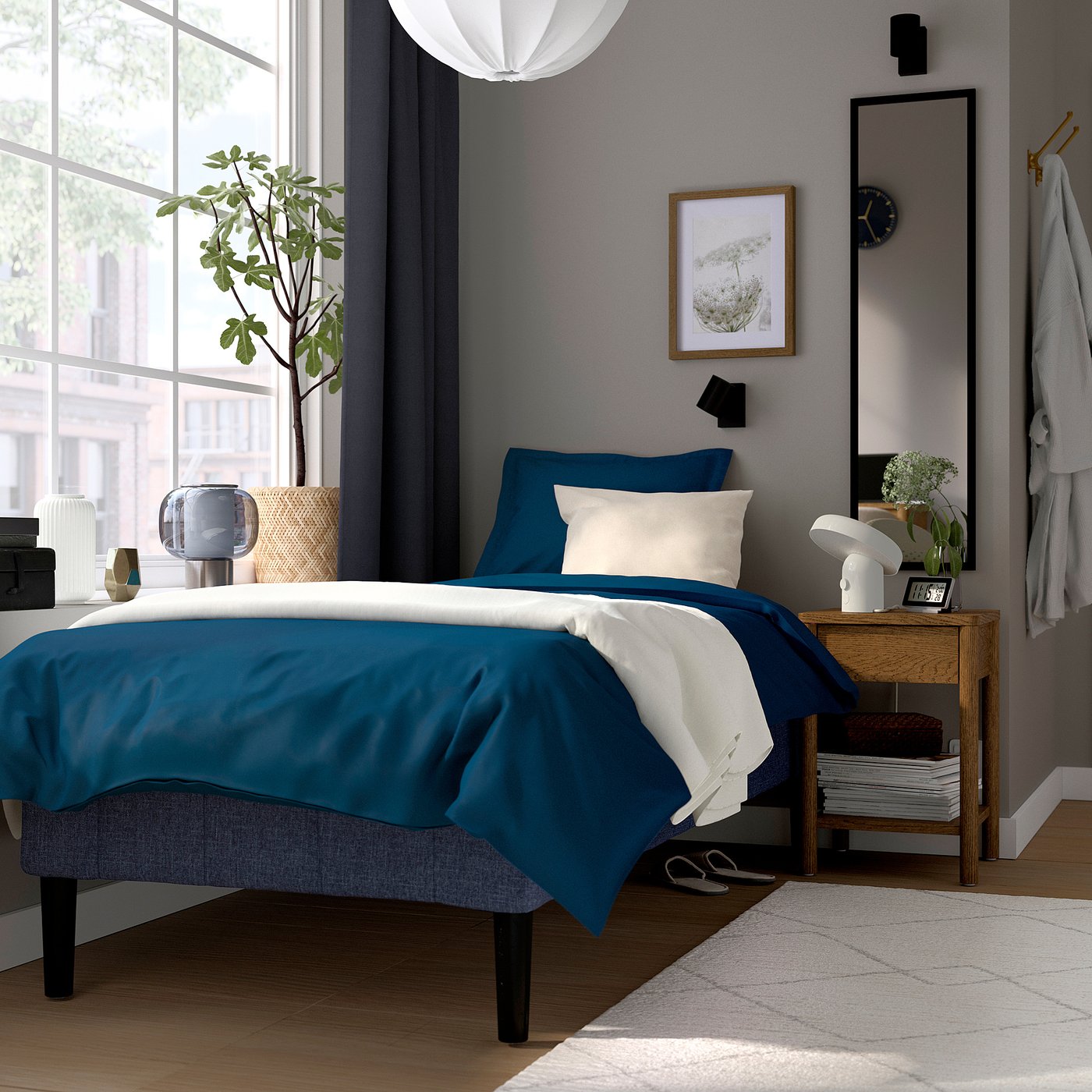 RENFJÄLLET pocket spring mattress base, incl leg and mattress pad ...