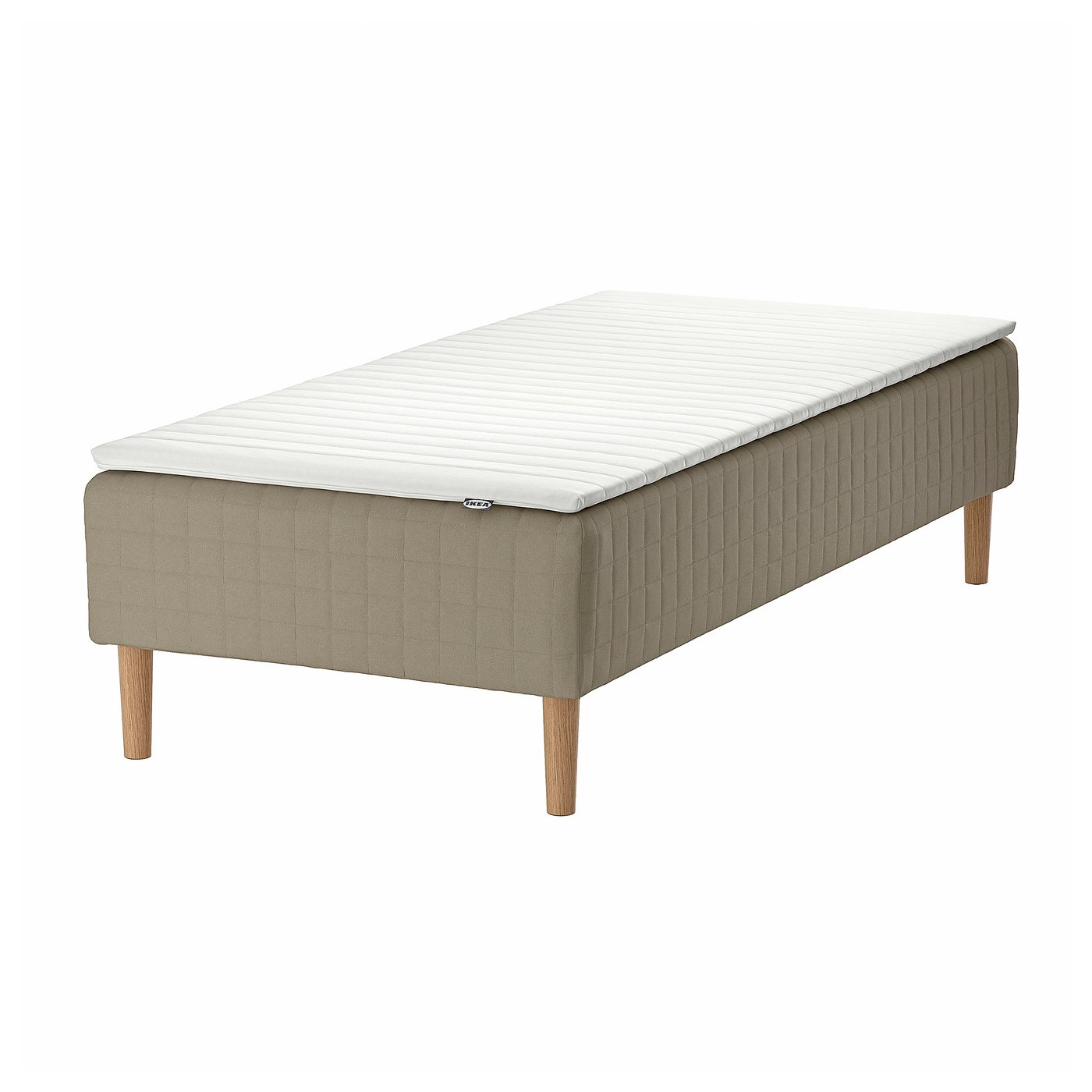 SKÅRER sprung base incl. mattress pad, medium firm dark beige ...