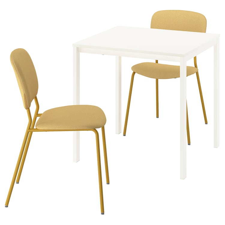 VIHALS / VIHALS table and 2 chairs, white white/yellow Tibbleby yellow ...