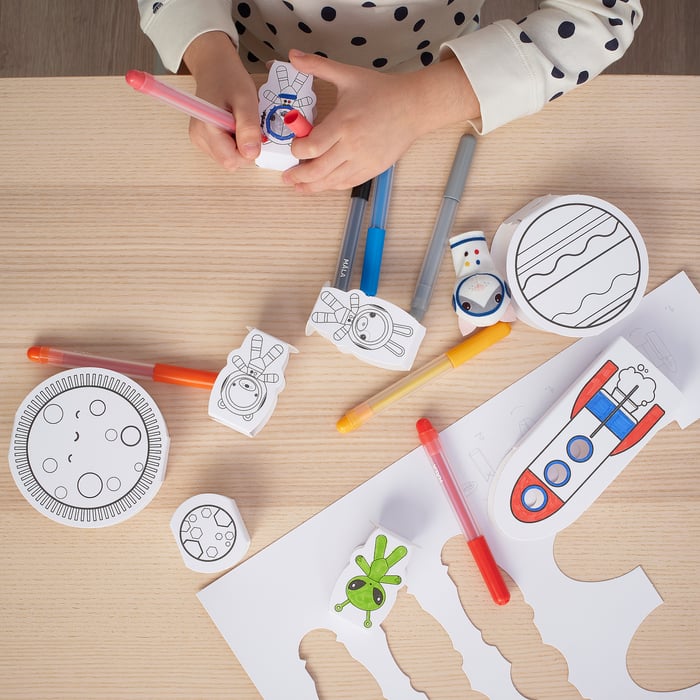 Rita & pyssla - Papper, pennor & kritor för barn - IKEA