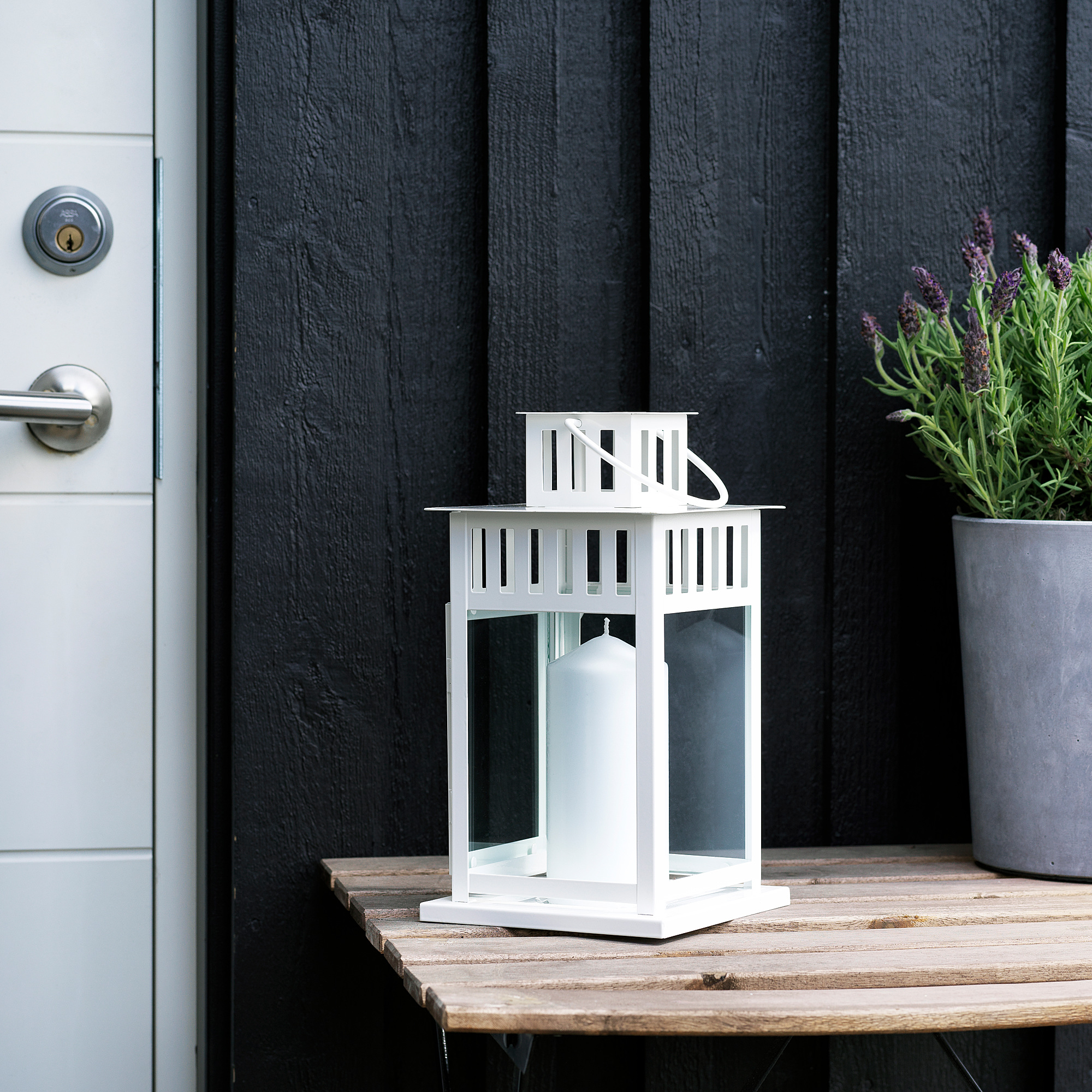 BORRBY Lykta för blockljus, inom-/utomhus vit - IKEA
