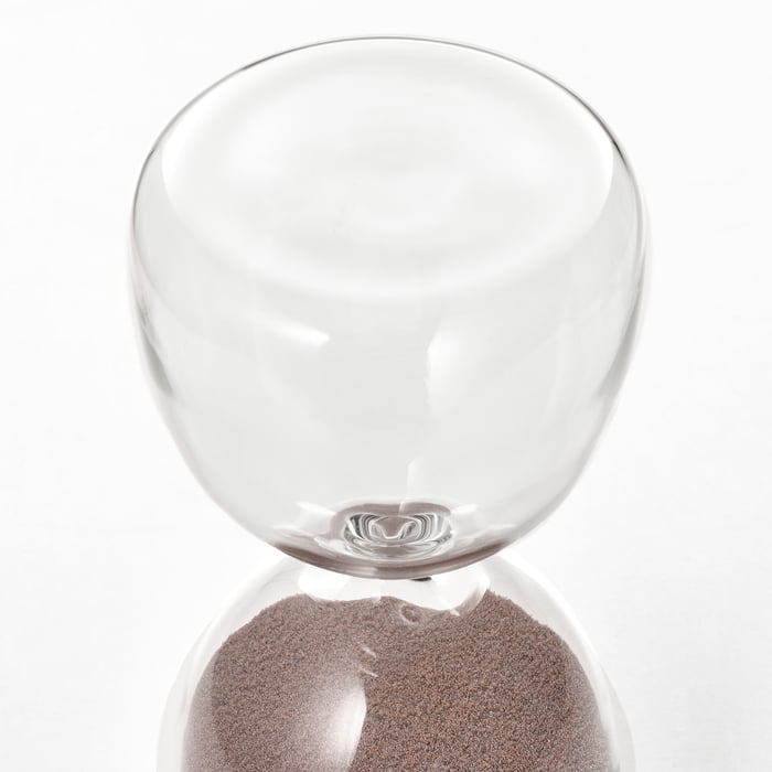 EFTERTÄNKA dekorativt timglas, klarglas/sandfärgad, 15 cm - IKEA
