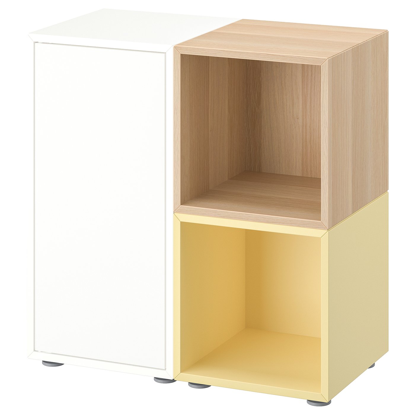 EKET skåpkombination med fötter, vit/betsad ekeffekt blekgul, 70x35x72 ...