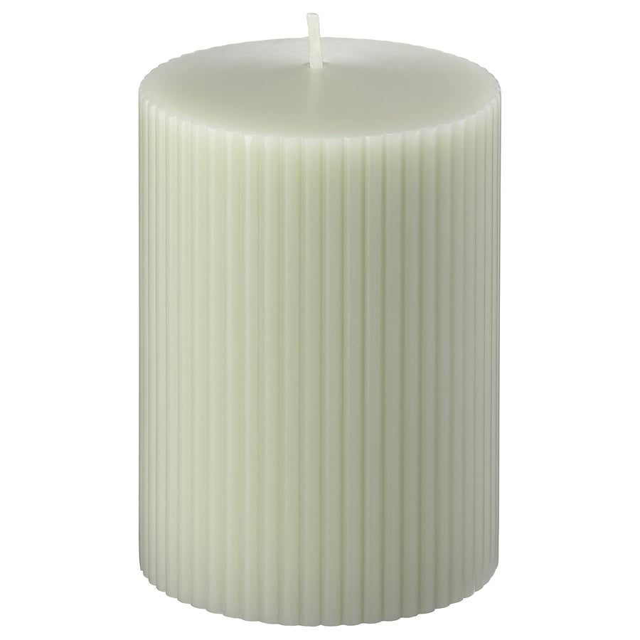 GLASBJÖRK blockljus utan doft, ljust gråbeige, 30 tim. - IKEA